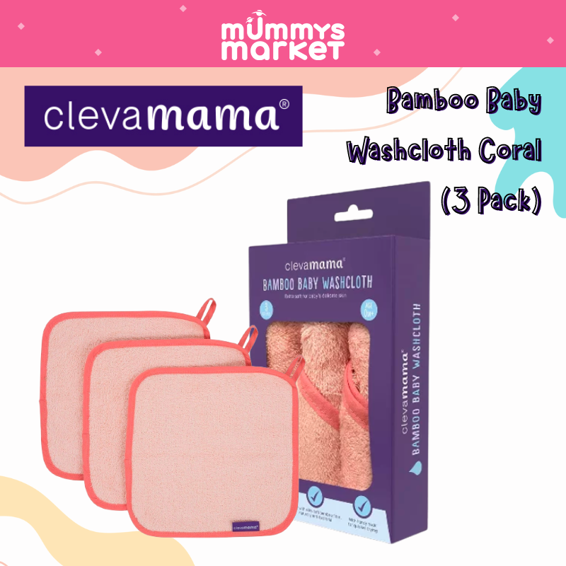 Clevamama Bamboo Baby Washcloth (3-Pack) (Assorted Colors)