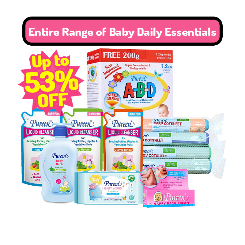 Entire Range of Pureen Baby Daily Essentials Up to 53% Off