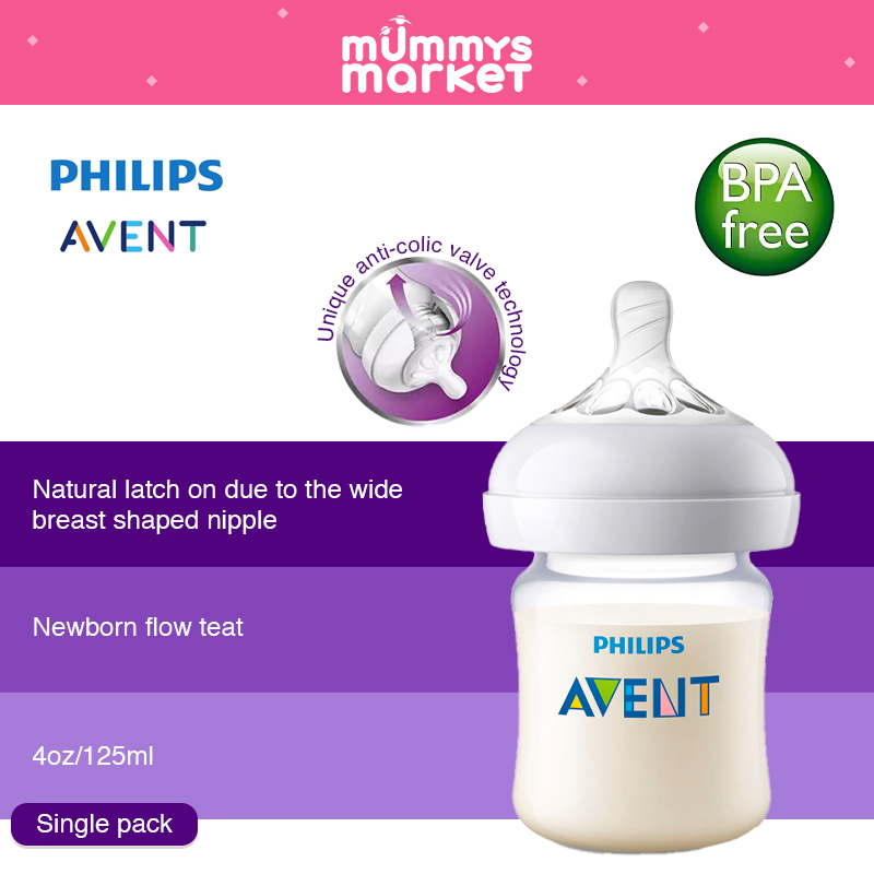 Philips Avent Natural Smooth 125ml PA Bottle (Single Pack) SCF472/17